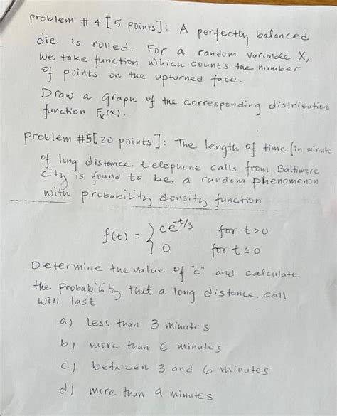 Solved Problem 4 5 Points A Perfectly Balanced Die Is