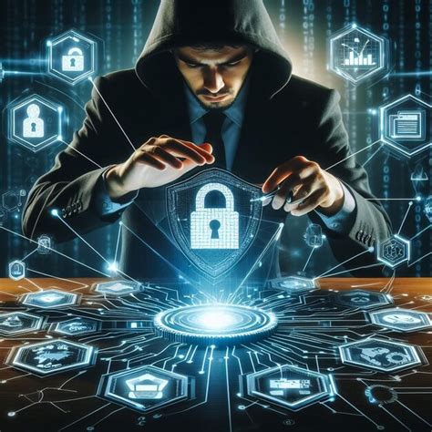 Premium Photo Hacker Using Laptop With Polygonal Padlock On Binary