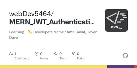 Github Webdev5464mernjwtauthentication Learning ️