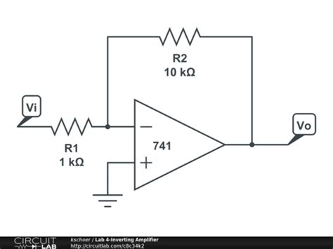 lab 4 inverting amplifier circuitlab