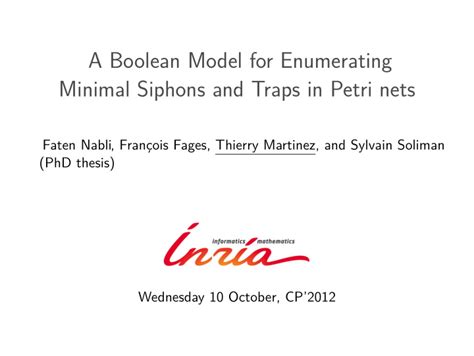 [ppt] A Boolean Model For Enumerating Minimal Siphons And Traps In