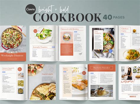 Canva Cookbook Template Editable Recipe Book Meal Planner And Grocery