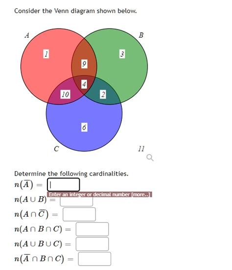 SOLVED Consider The Venn Diagram Shown Below Determine The Following Cardinalities N A N A