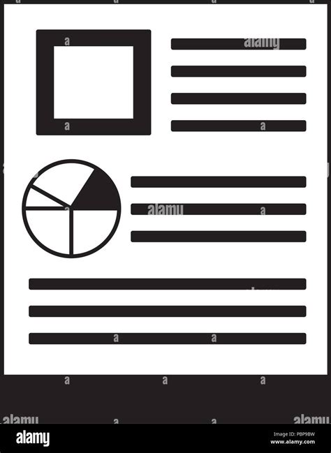 Financial Document Report Pie Chart Vector Illustration Monochrome