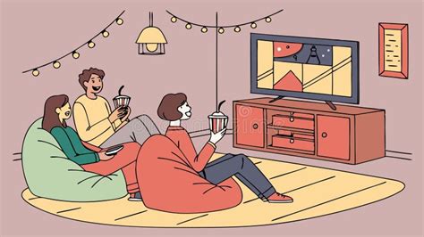 Cozy Movie Night At Home Indoor Relaxation And Entertainment Vector Design Generative Ai