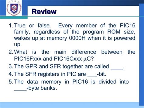 Chp4 Introduction To The Pic Microcontroller Copy Ppt