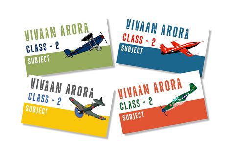 School Book Label Stickers Airplane Label Shabel Labelshabel