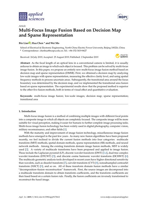 Pdf Multi Focus Image Fusion Based On Decision Map And Sparse
