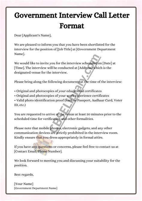 Interview Call Letter Format Interview Letter Samples How To Write Call For Interview Letter