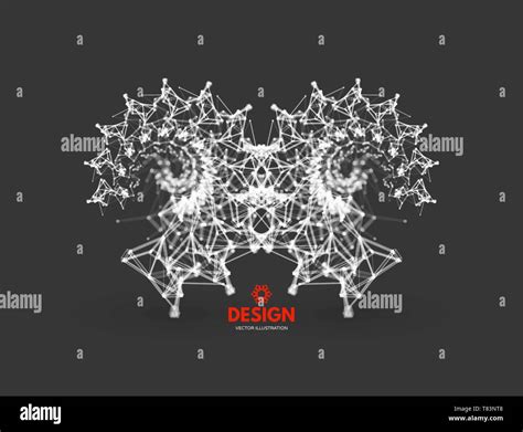 3d Connection Structure Futuristic Technology Style Low Poly Element For Design Vector