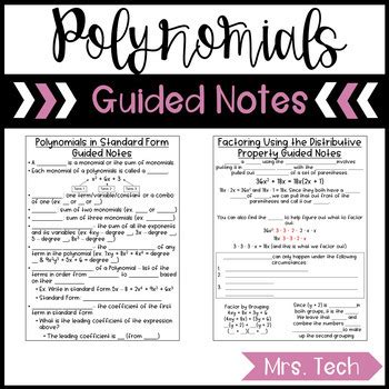 Polynomials Guided Notes By MrsTech Teachers Pay Teachers