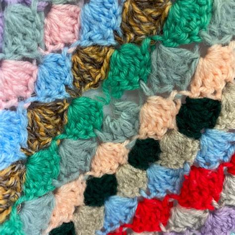 Handmade Rectangular Crochet Blanketthrow Multicoloured 130cm By 120cm