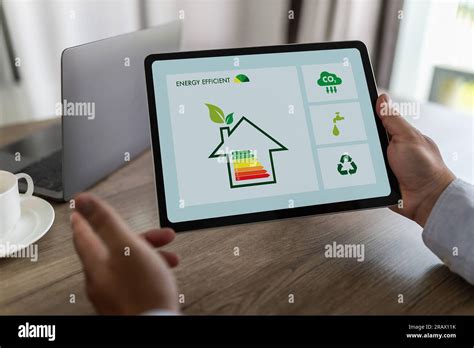 Energy Efficiency Mobile App On Screen Man Saving Energy Diagram Cost Economy Calculator Money