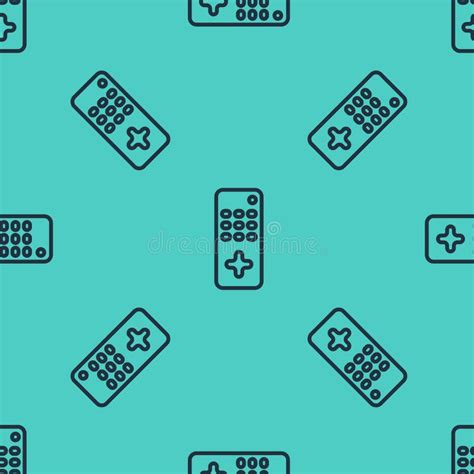 Black Line Remote Control Icon Isolated Seamless Pattern On Green Background Vector