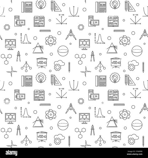 Stem Science Vector Minimal Seamless Pattern In Thin Line Style Stock Vector Image And Art Alamy