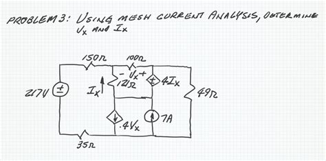 solved problem 3 using mesh current analysis determine v x