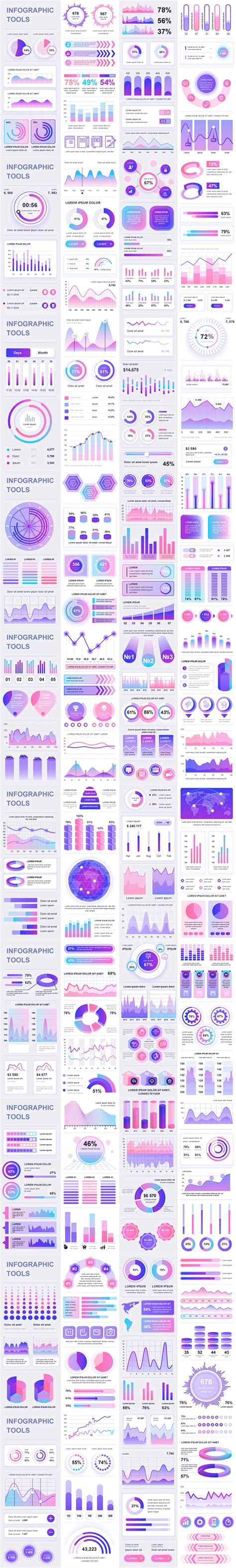 数据可视化 数据信息可视化统计图表仪表盘曲线柱状饼图矢量图形eps素材 4 花瓣网