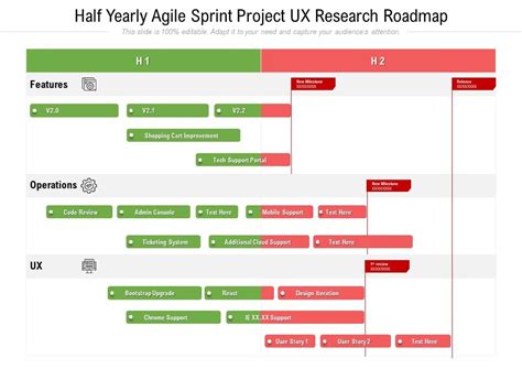 Half Yearly Agile Sprint Project UX Research Roadmap PowerPoint Slides Diagrams Themes For
