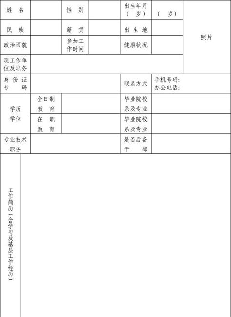 干 部 简 要 情 况 表 31924 word文档在线阅读与下载 无忧文档