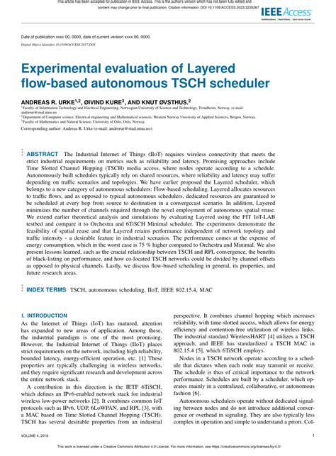 Pdf Experimental Evaluation Of Layered Flow Based Autonomous Tsch