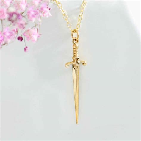 Bronze Sword Necklace With Gold Fill Chain