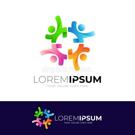 Unity Logo Template People Care Design Social Community Icon Stock