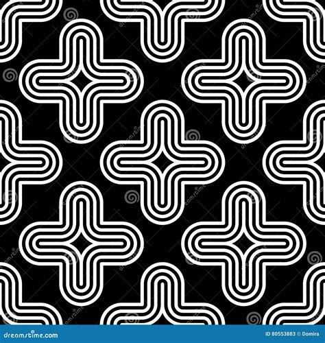 Seamless Pattern Of Crosses On Black Background Geometric Graphic