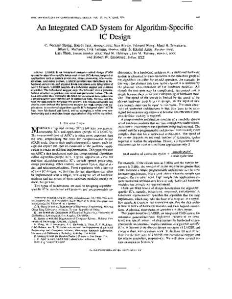 Pdf An Integrated Cad System For Algorithm Specific Ic Design