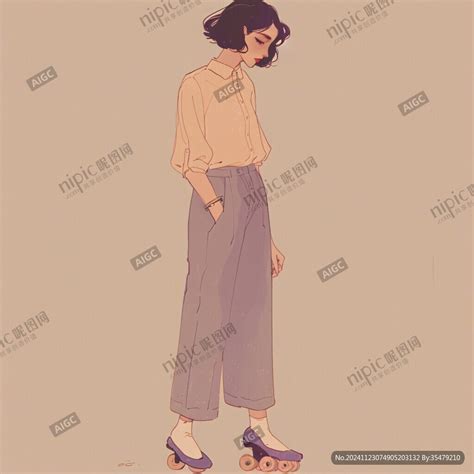 ai创作图人物插画短发女生 慵懒风简约插画 ins插画 手绘穿搭 高级感女插画 ins风人物 女生插画女生 简单人物插画 欧美风女孩插画 知性