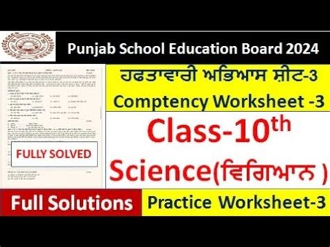 Pseb Competency Based Paper Class Th Science Worksheet Test Th Class Science