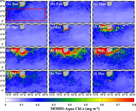 Monthly Evolution Of Average Surface Chl A From Moderate Resolution