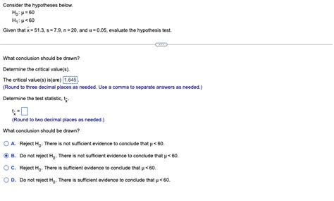 Solved Consider the hypotheses below H μ H μ
