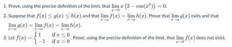 solved 1 prove using the precise definition of the limit