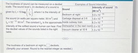 Solved The Loudness Of Sound Can Be Measured On A Decibel Chegg