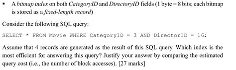 Solved A Bitmap Index On Both CategoryID And DirectoryID Chegg Com