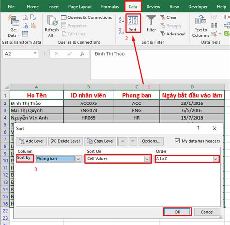 Cách Sắp Xếp Bảng Tính Tăng Dần Giảm Dần Trong Excel