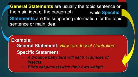 General And Specific Statement