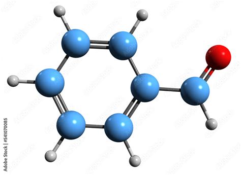 3d Image Of Benzaldehyde Skeletal Formula Molecular Chemical