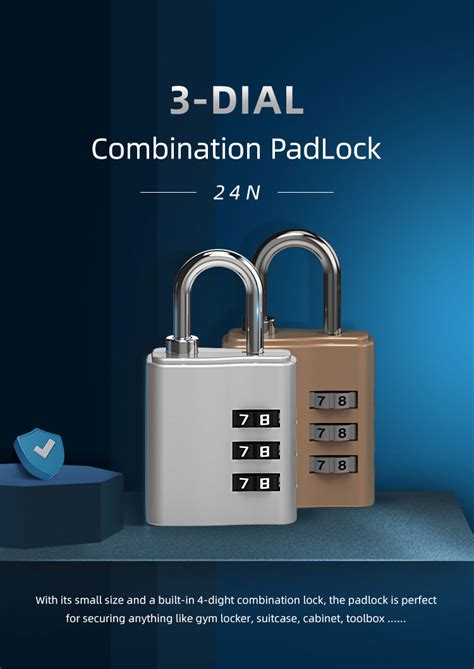 Customizable Lock 3 Digit Combination Locks 24n Combination Padlock For Backpack Zipper Small