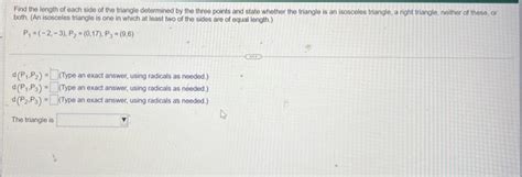 Solved Find The Length Of Each Side Of The Triangle Chegg