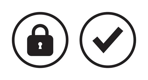 Lock And Check Mark Icon Vector In Circle Line Padlock And Checkmark Sign Symbol 28345866