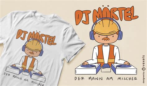 Construction Worker Dj T Shirt Design Vector Download
