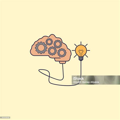 기어와 뇌 전구 Fild 개요 아이콘에 연결 아이디어와 모바일 개념 및 웹 응용 프로그램에 대 한 솔루션의 요소입니다 웹사이트 디자인 및 개발을 위해 Fild 개요 아이콘