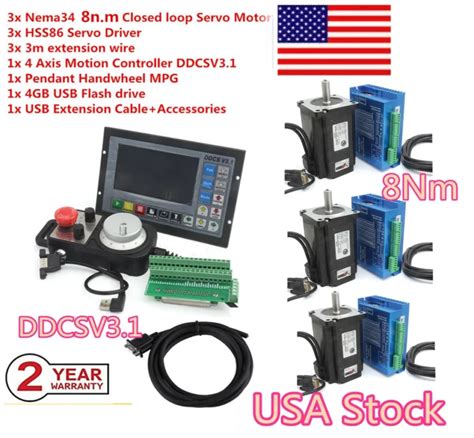 【usa】3 Axis Nema34 Closed Loop Hybrid 8n M Servo Motor Driver Cnc Controller Kit Edv Xiamen