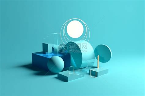 3d渲染几何形状蓝色背景高清图片下载 正版图片600057816 摄图网