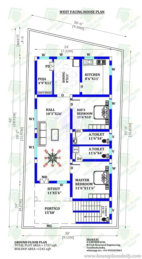 West Facing Vastu House 30x50 House Plans West Facing Houseplansworld