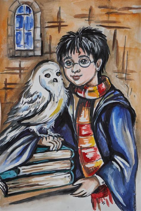 Иллюстрация Гарри Поттер в стиле детский книжная графика