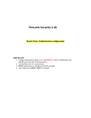 Network Security Lab Router Configuration And Authentication Course Hero