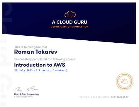 Roman Tokarev On Linkedin Certificate Of Completion A Cloud Guru