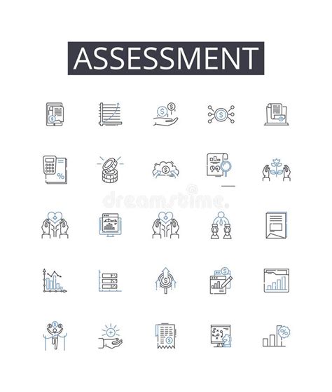 Assessment Line Icons Collection Appraisal Evaluation Analysis Estimate Judgment Review
